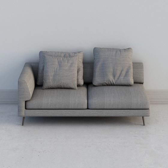 Stylish Black I-Shape Sofa 3D Model | Free to Use