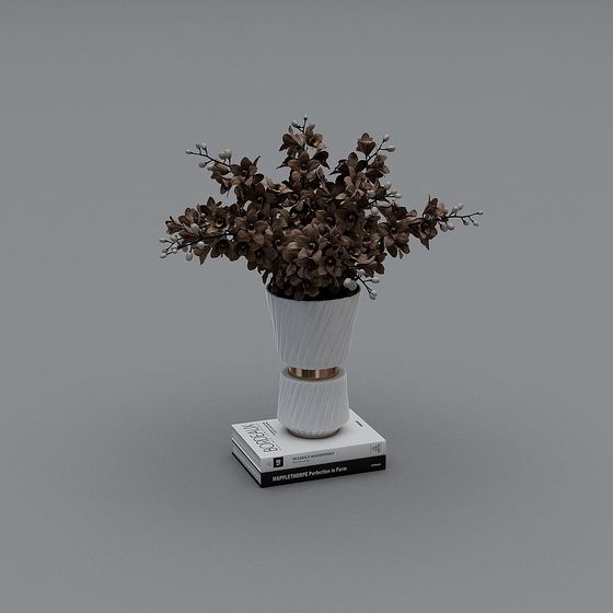 Elegant Low-Poly Flower Vase and Bouquet 3D Model