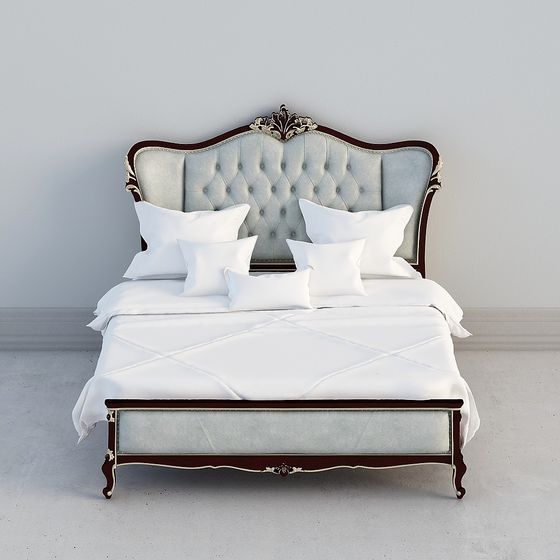 Elegant Classic European Bed 3D model
