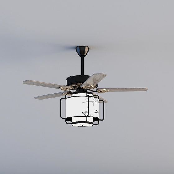 Stylish Low-Poly Ceiling Fan Light 3D model