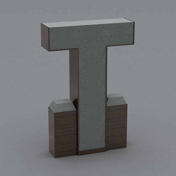 Modern Minimalist Concrete T-Shaped Stand 3D model