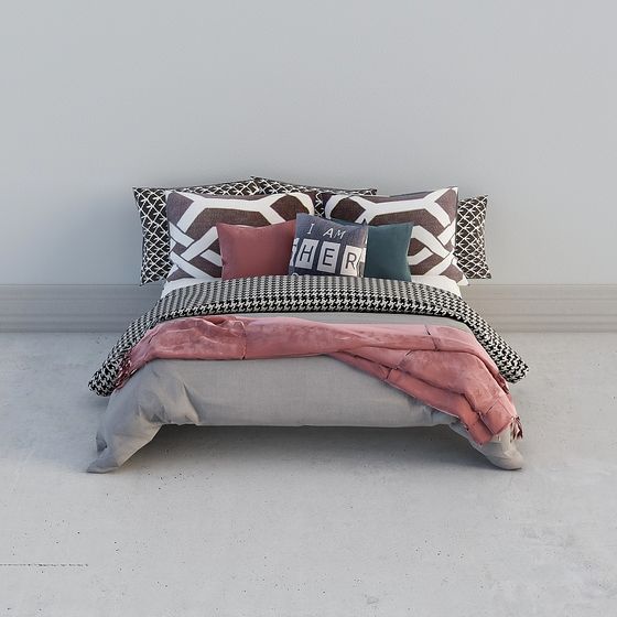 Elegant Low-Poly Bed Design 3D model for Modern Spaces