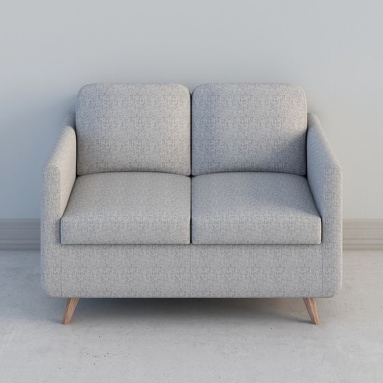 Gray I-Shape Double Sofa 3D Model – Free Resource