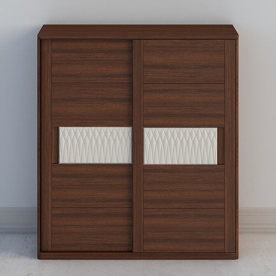 Elegant Minimalist Sliding Wardrobe 3D model