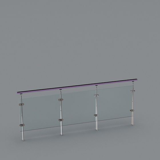 Stylish Glass Railing 3D Model – Modern Geometric Design
