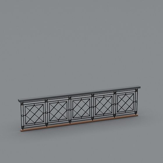 Vintage Iron Railing Low-Poly 3D model for Creative Spaces