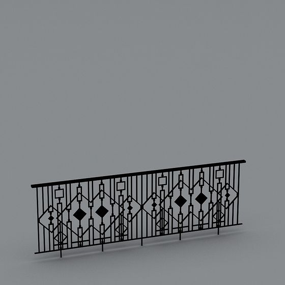Elegant Low-Poly Iron Railing 3D Model – Geometric Design