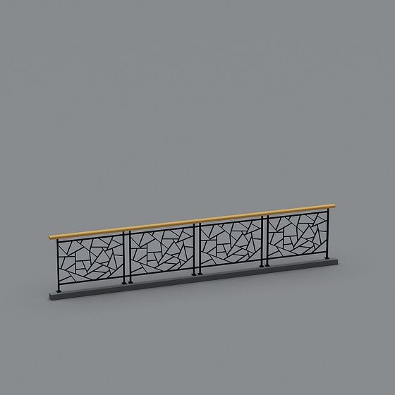 Geometric Rhythm Rail 3D Model – Black & Gold Design