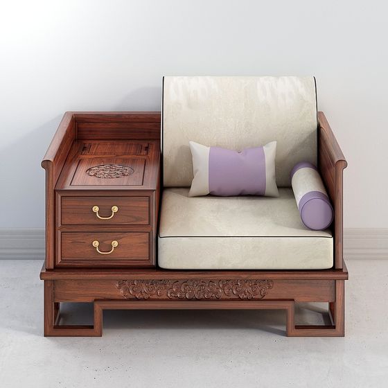 Elegant Chinese Sofa 3D model for Modern Interiors