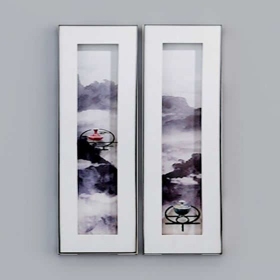Dual Abstract Picture Frame 3D model for Modern Art