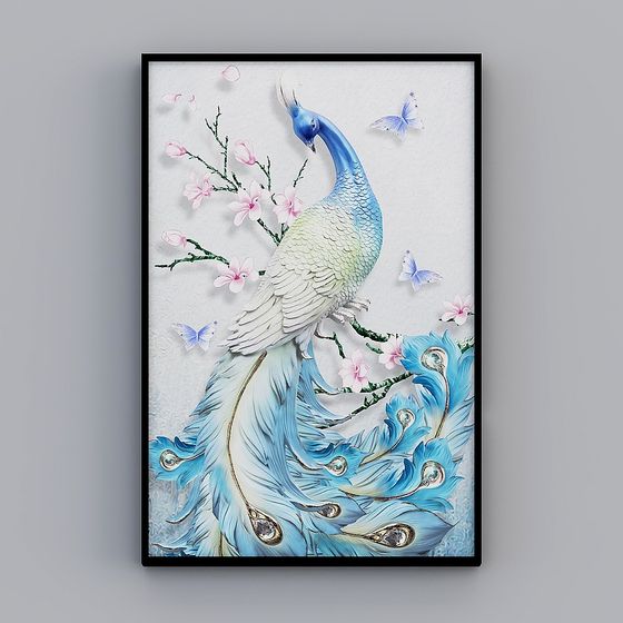 Low Poly Peacock 3D Model in a Dreamy Garden