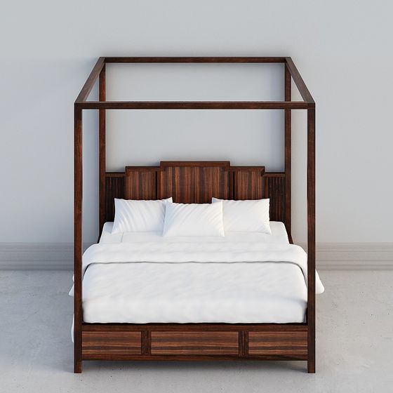 Functional Earth Color Shelf Bed 3D Model - Perfect for Small Spaces