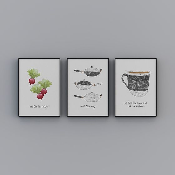 Creative Triptych Style 3D Model for Interior Design