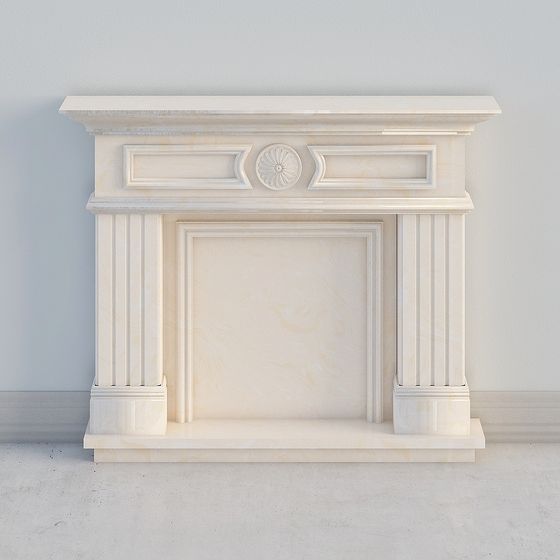 Elegant Marble Fireplace Mantel 3D model