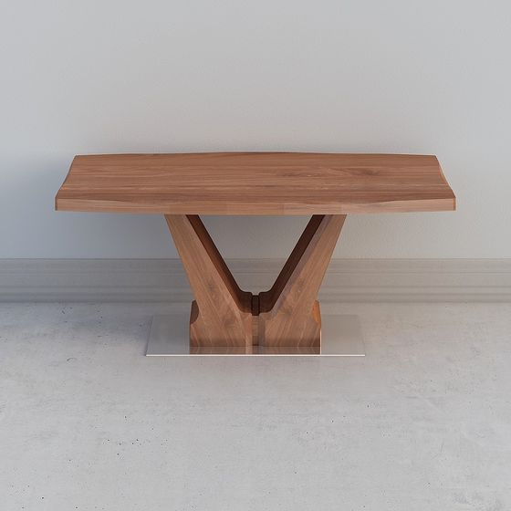 V-Shaped Wooden Table 3D Model – Low-Poly Wood Design