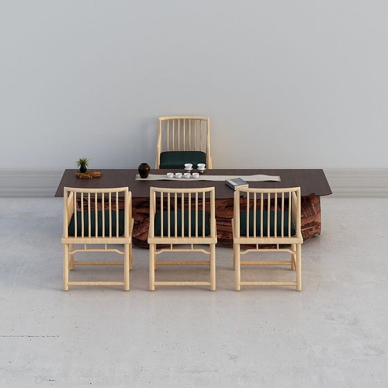 Forest Whisper Dining Table and Chairs Set 3D model