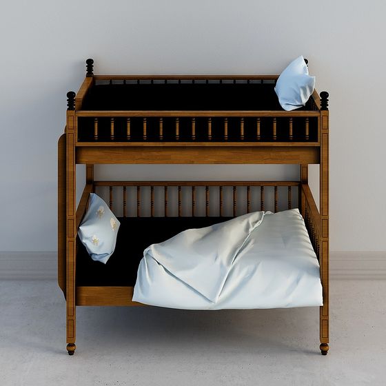 Vintage Double Bunk Bed 3D model for Cozy Bedrooms