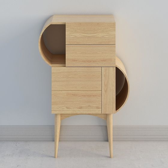 Curved Storage Cabinet 3D Model