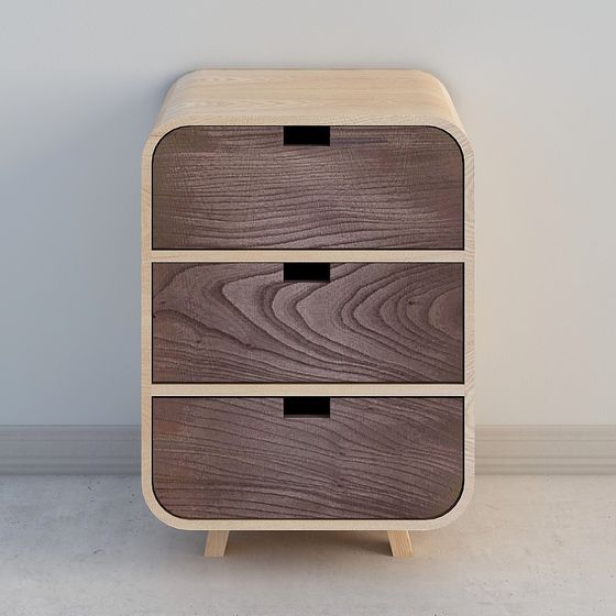Wood Grain Drawer Cabinet 3D model