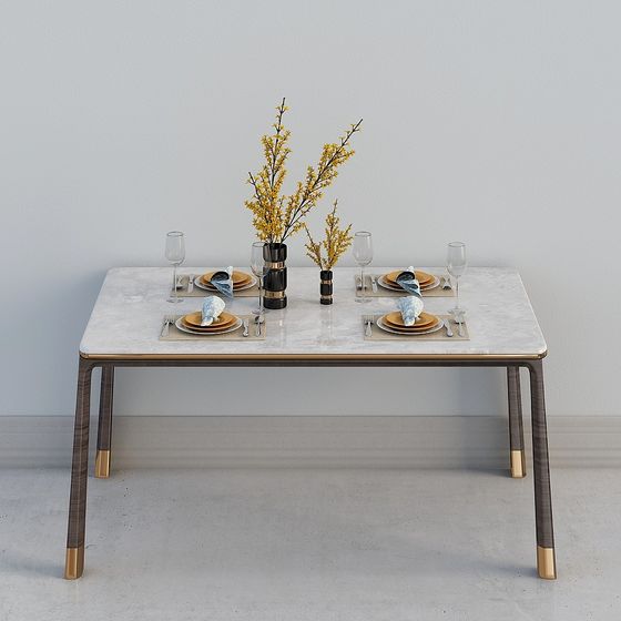 Black New Chinese Dining Table 3D Model