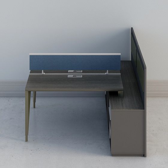 Modern Double Workstation 3D Model for Office Spaces