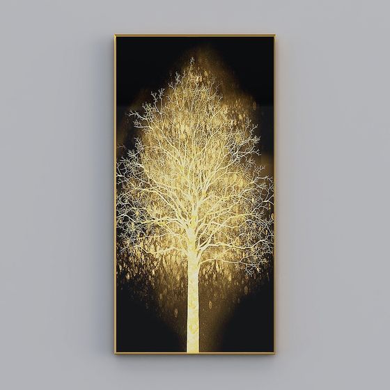 Golden Glow Tree 3D Model – Luminous Nature Asset