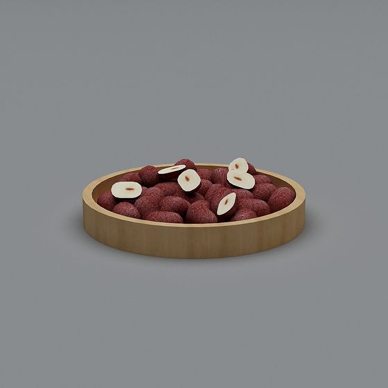 Low-Poly Nut Bowl 3D Model – Wooden Texture