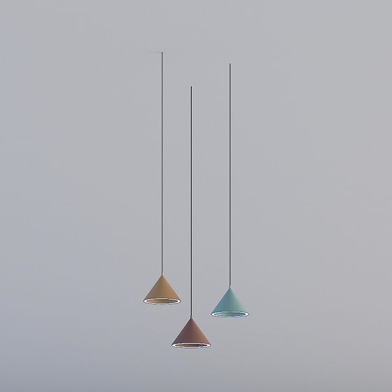 Suspended Lamp Series 3D Model – Low-Poly Cone Shades