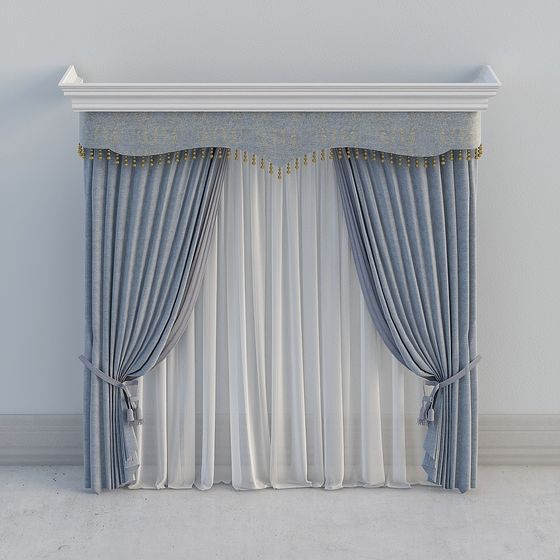 Elegant Low-Poly Curtain 3D model for Interior Design