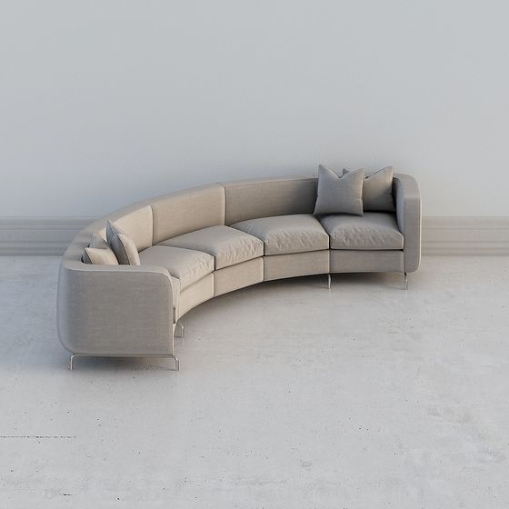 Modern Multiplayer Sofa 3D Model – Gray Finish Free