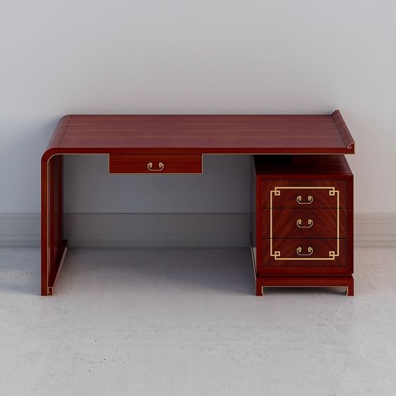 Elegant Chinese Style Office Desk 3D model