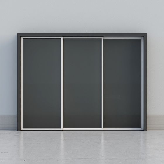 Elegant Glass Sliding Door 3D Model – Minimalist Low-Poly Design