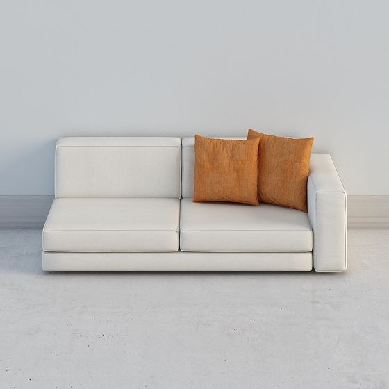 Modern Low-Poly Sofa 3D Model – Beige Fabric Design