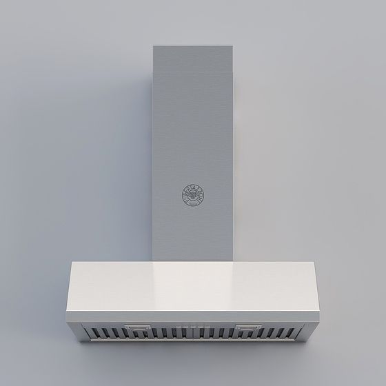 Sleek Stainless Steel Kitchen Hood 3D model