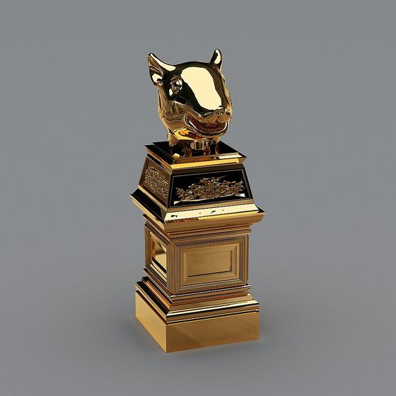 Golden Panther Trophy 3D Model – Low-Poly Gold Design