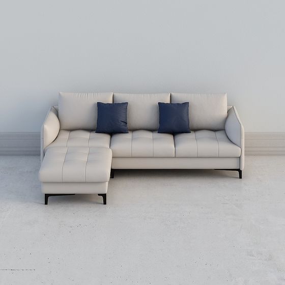 L-Shape Earth Color Sofa 3D Model Free