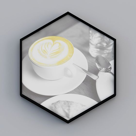 Realistic Latte Art 3D Model with Pastry – Low-Poly Café Asset