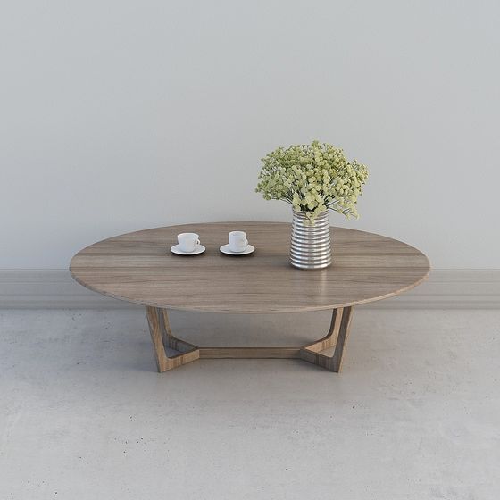 Low-Poly Round Table and Vase 3D Model