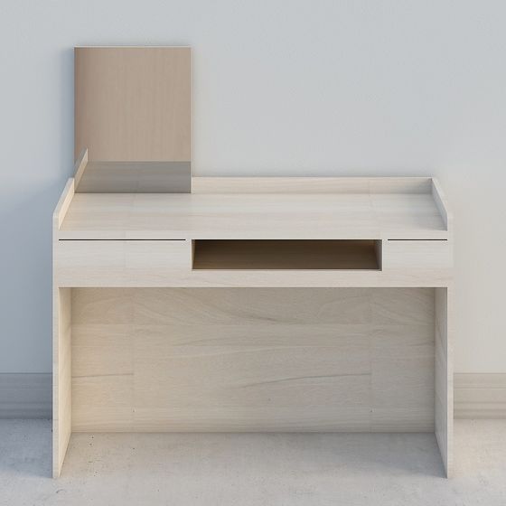 Minimalist Desk 3D Model – Light Wood Low-Poly Design
