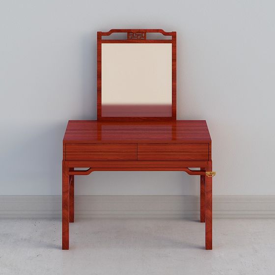 Elegant Red Vanity Table 3D model Design
