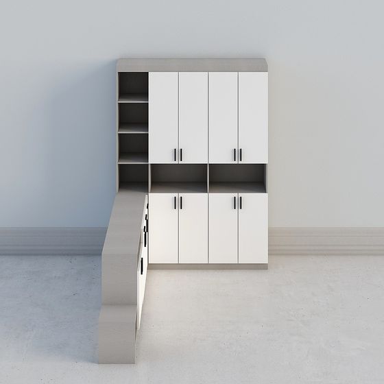 Urban Storage Cabinet 3D Model – Modern White Design