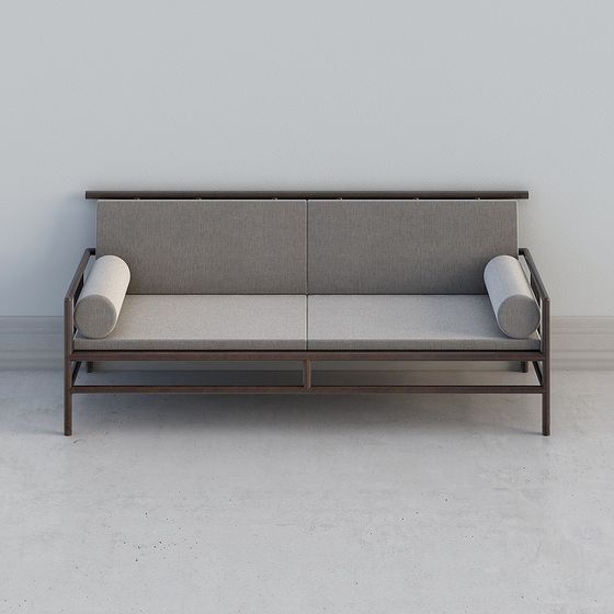 Stylish Low-Poly Sofa 3D Model – Grey Upholstery