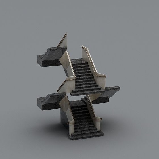 Low-Poly Elegant Staircase 3D model