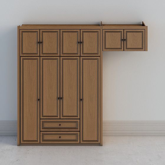 Elegant Low-Poly Wardrobe 3D model