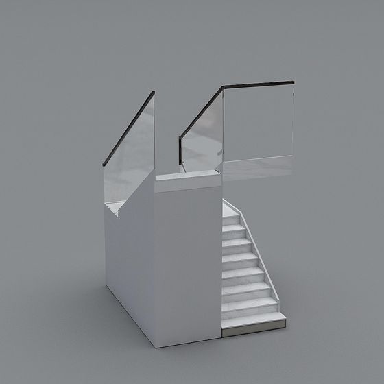 Elegant Low-Polygon Staircase 3D model