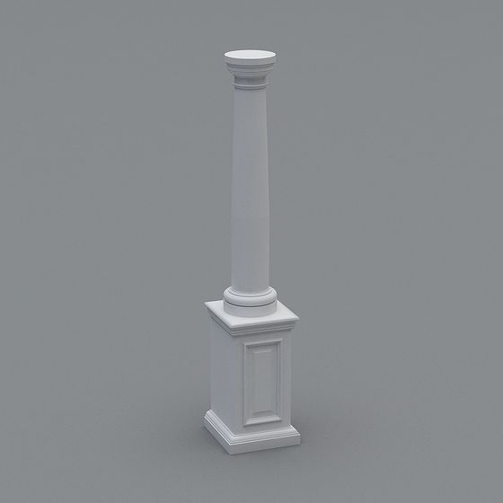 Classical Roman Column 3D Model – Low-Poly White Design
