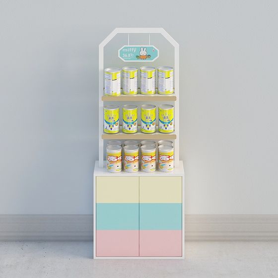 Colorful Low-Poly Baby Formula Display Cabinet 3D model