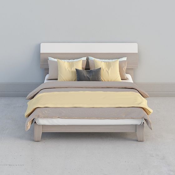 Elegant Low Poly Bed 3D model