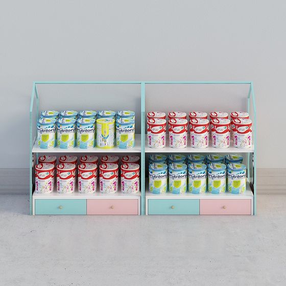 Colorful Low-Poly Shelf 3D model