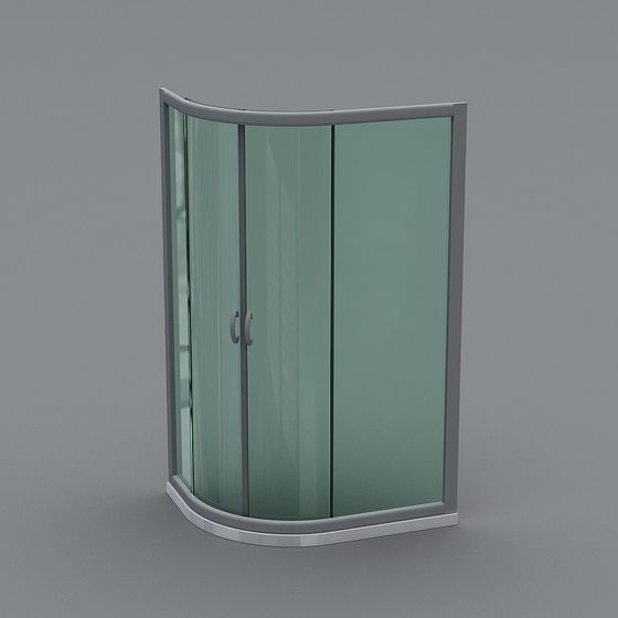 Sleek Half-Round Shower Cabin 3D model